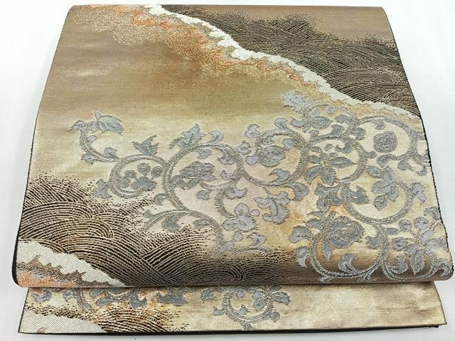 平和屋着物○全通柄袋帯 間道 正絹 逸品 CAAV7086hy