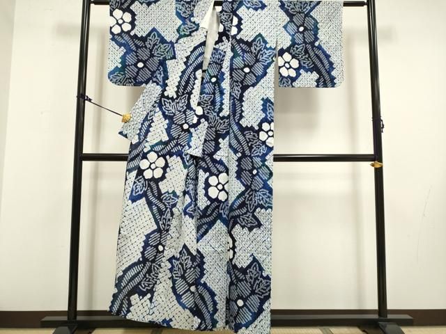 平和屋着物■極上　夏物　浴衣　有松鳴海絞り　草花文　綿　逸品　未使用　DZAB1069kh5 平和屋本店□極上 夏物 浴衣 有松鳴海絞り 草花文 綿 逸品 DZAA20236kh5