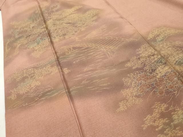 平和屋着物▽訪問着 単衣 箔散らし草花文 金銀彩 正絹 逸品