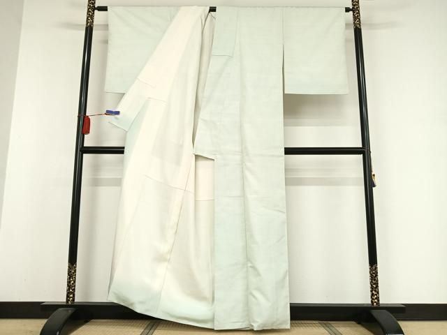 平和屋着物○能州紬 絲藝苑 上島洋山 色無地 白花色 正絹 逸品