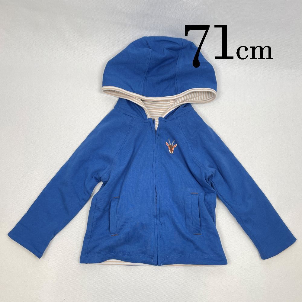 ap9489 OBAiBi オバイビ BABY ベビー ジップアップパーカー 70 9M 71cm ブルー アニマル ボーダー 長袖 9ヶ月 ...