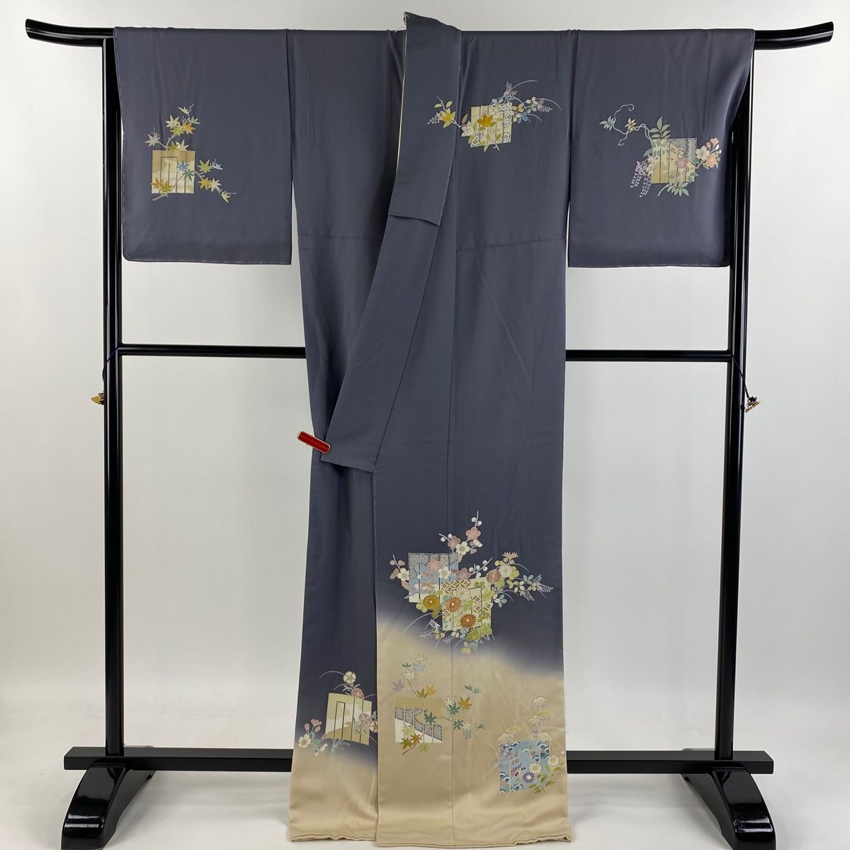 平和屋着物○訪問着 刺繍 絞り 雪輪扇面花文 金糸 正絹 逸品