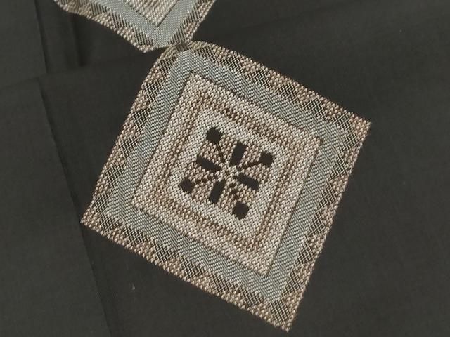 平和屋着物○本場大島紬 9マルキ 泥染め 地空き 菱吉祥文 正絹 逸品