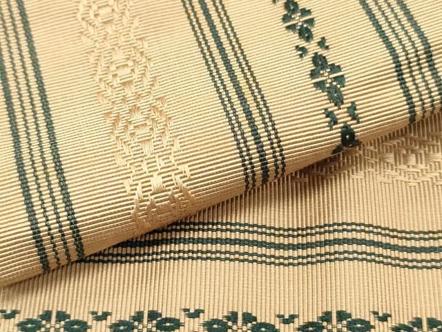 平和屋着物○本場筑前博多織 男性 両面 角帯 献上 縞 伽羅色 証紙付き