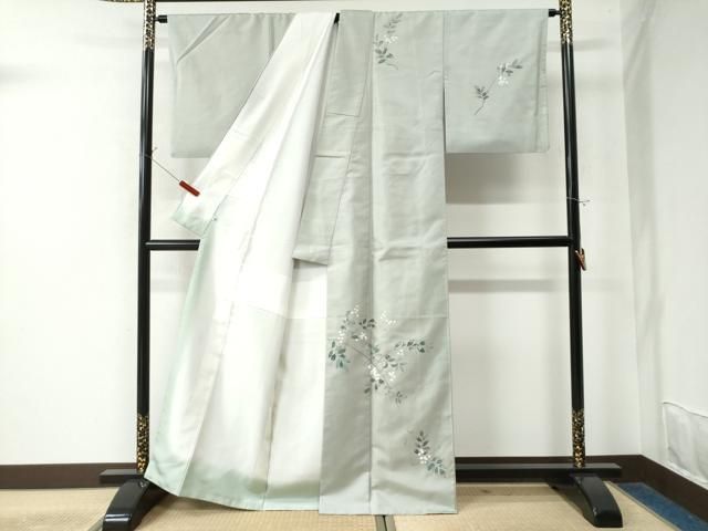 平和屋着物○訪問着 白山紬 友禅 作家物 南天文 銀座おゝ