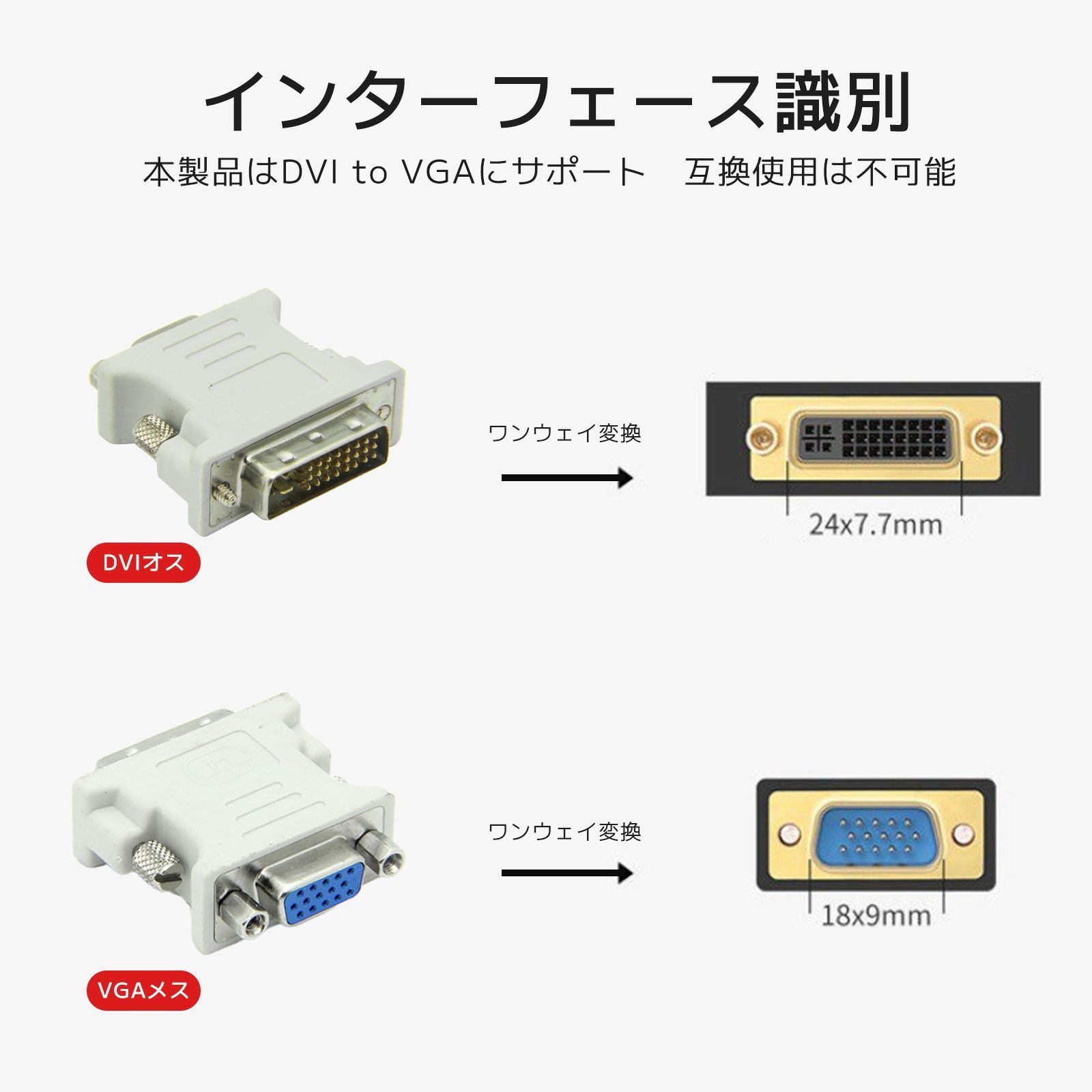 DVI-I(24+5)ピン:オス～VGA DVI から VGA へのアダプター HDMI DVI-D 変換 アダプター DVIからVGAに切り替えアダプタ DVI24+5オスからVGAメスに ...