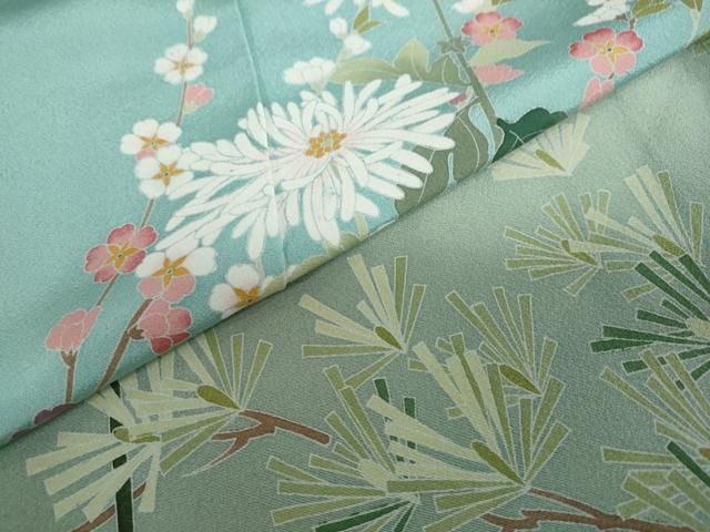 平和屋着物○訪問着 友禅 作家物 草花文 暈し染め 仮絵羽 正絹 逸品 未