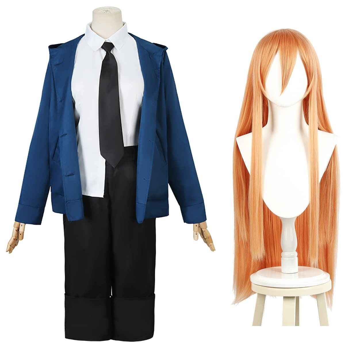 Color:パワー 青い ウイッグ付き_Size:L [NOKIJP] パワー コスプレ衣装 青い ウイッグ付き ぱわこ コスプレ 血の魔人 大人用 東京公安対魔特異4課 ぱわちゃん 文化祭 ...