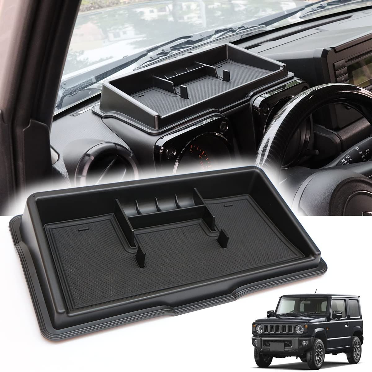 Temiry 新型ジムニー用 ダッシュボード トレイ スマホホルダー 滑り止め ジムニー用 jb64 アクセサリー 小物入れ ジムニーシエラ専用 アクセサリー 車内収納ボックス 3Dトレイ ...