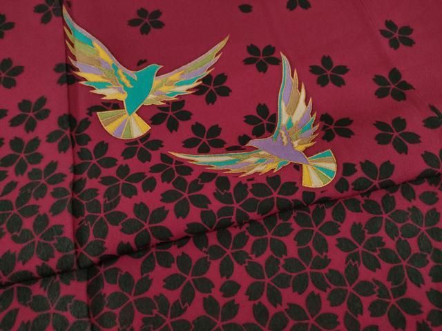 平和屋着物○染色作家 斉藤三才 振袖 花鳥文 金彩 正絹 逸品