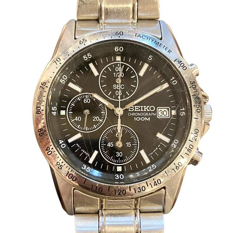 セイコー SEIKO 7192-0Dw0 クロノグラフ 腕時計 アナログ クォーツ ブラック文字盤 シルバーカラー - メルカリ