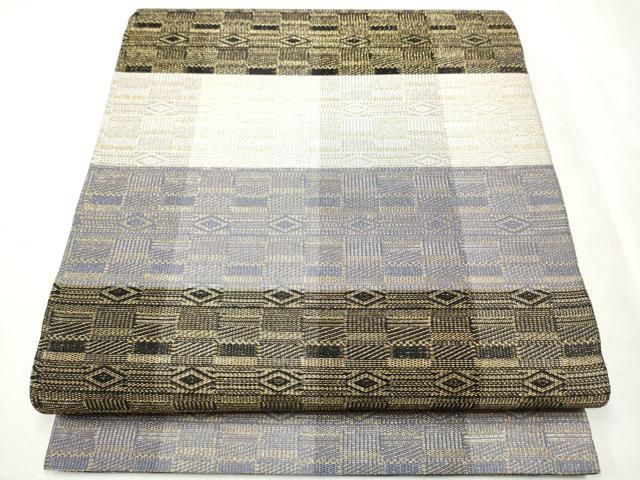 平和屋着物○両面 六通柄袋帯 横段吉祥文 金糸 正絹 逸品