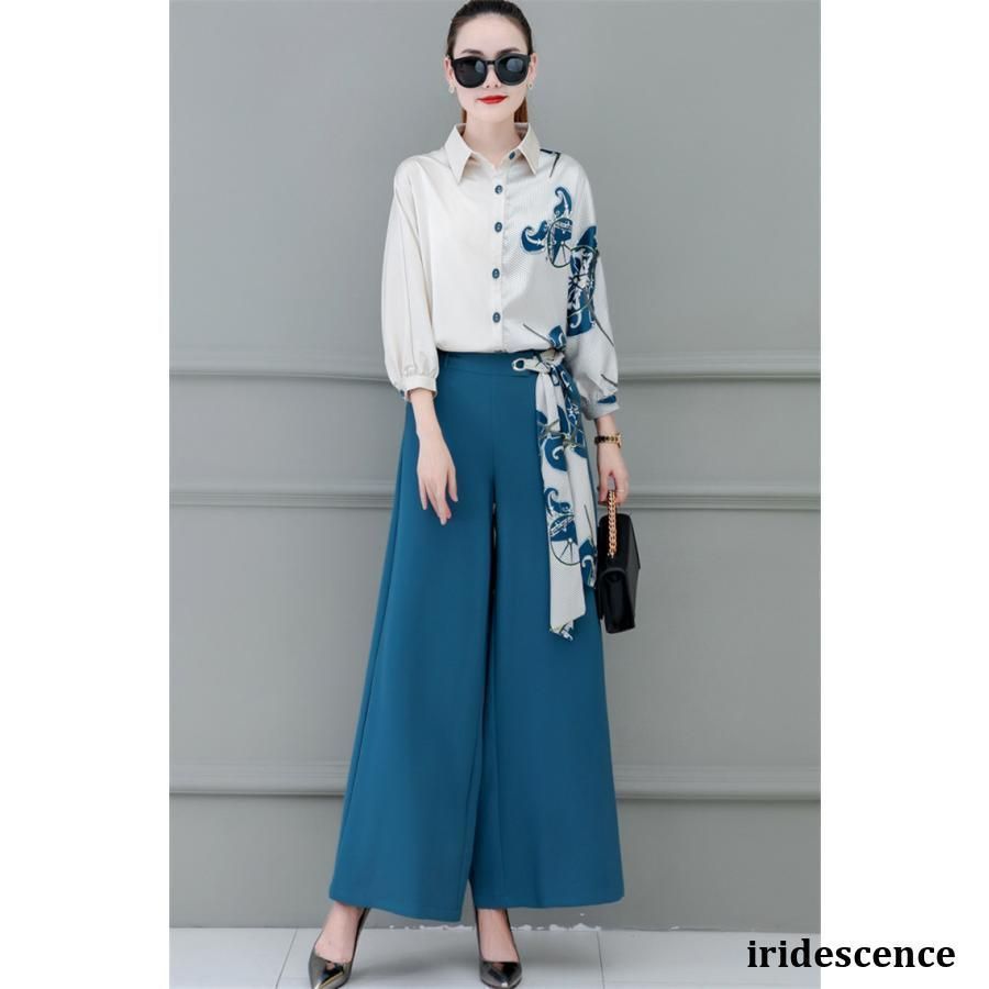 セットアップ レディース 春秋 40代 20代 コーデ カジュアル ブラウス