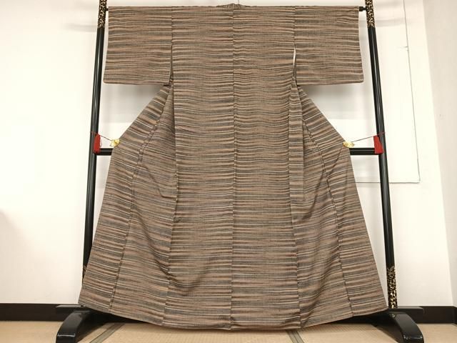 平和屋着物○上質な紬 縞 正絹 逸品 CAAW3976vf