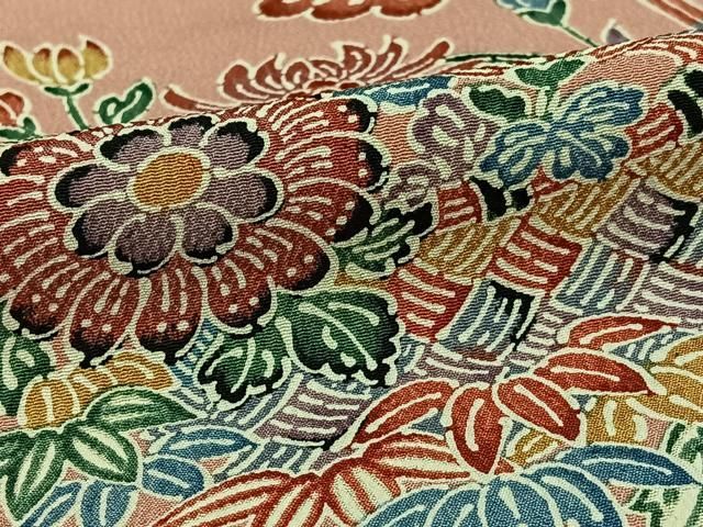 平和屋着物▽上質な小紋　単衣　作家物　草花文　正絹　逸品　AABD0380fy 平和屋着物□上質な小紋 草花風景文 正絹 逸品 AAAZ3590mf