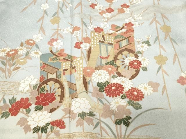 平和屋本店□極上 訪問着 コウモリ 三日月 鉄紺色地 暈し染め 金彩