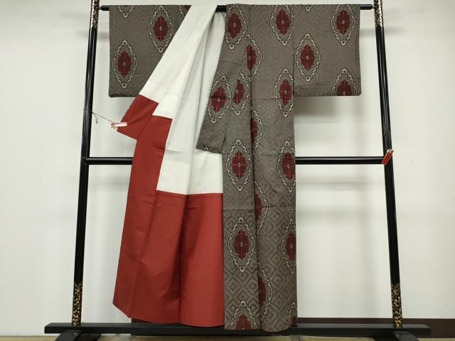 平和屋着物○結城紬 菱草木文 そごう百貨店扱い 正絹 逸品 CAAW3166ut