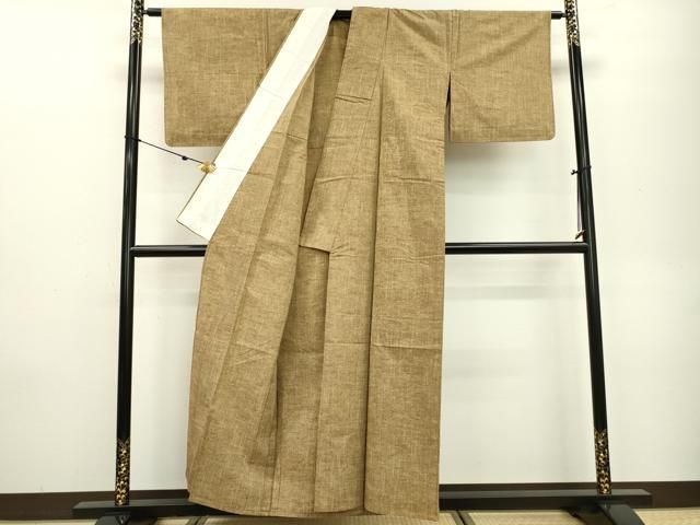 平和屋着物▽上質な紬 単衣 幾何学文様 正絹 逸品 AAAZ1435fy