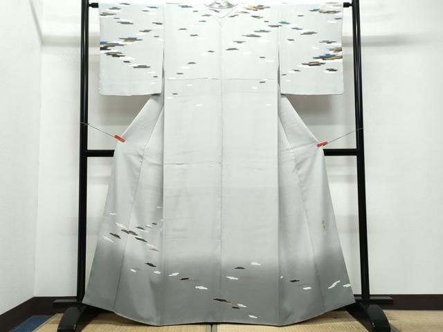 平和屋着物○訪問着 作家物 霞鴛鴦枝花文 金彩 正絹 逸品