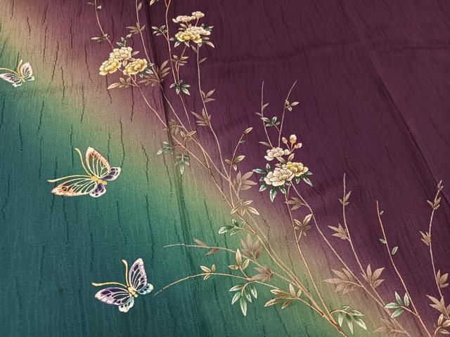 平和屋着物○訪問着 花蝶文 暈し染め 金彩 やまと誂製 正絹 逸品