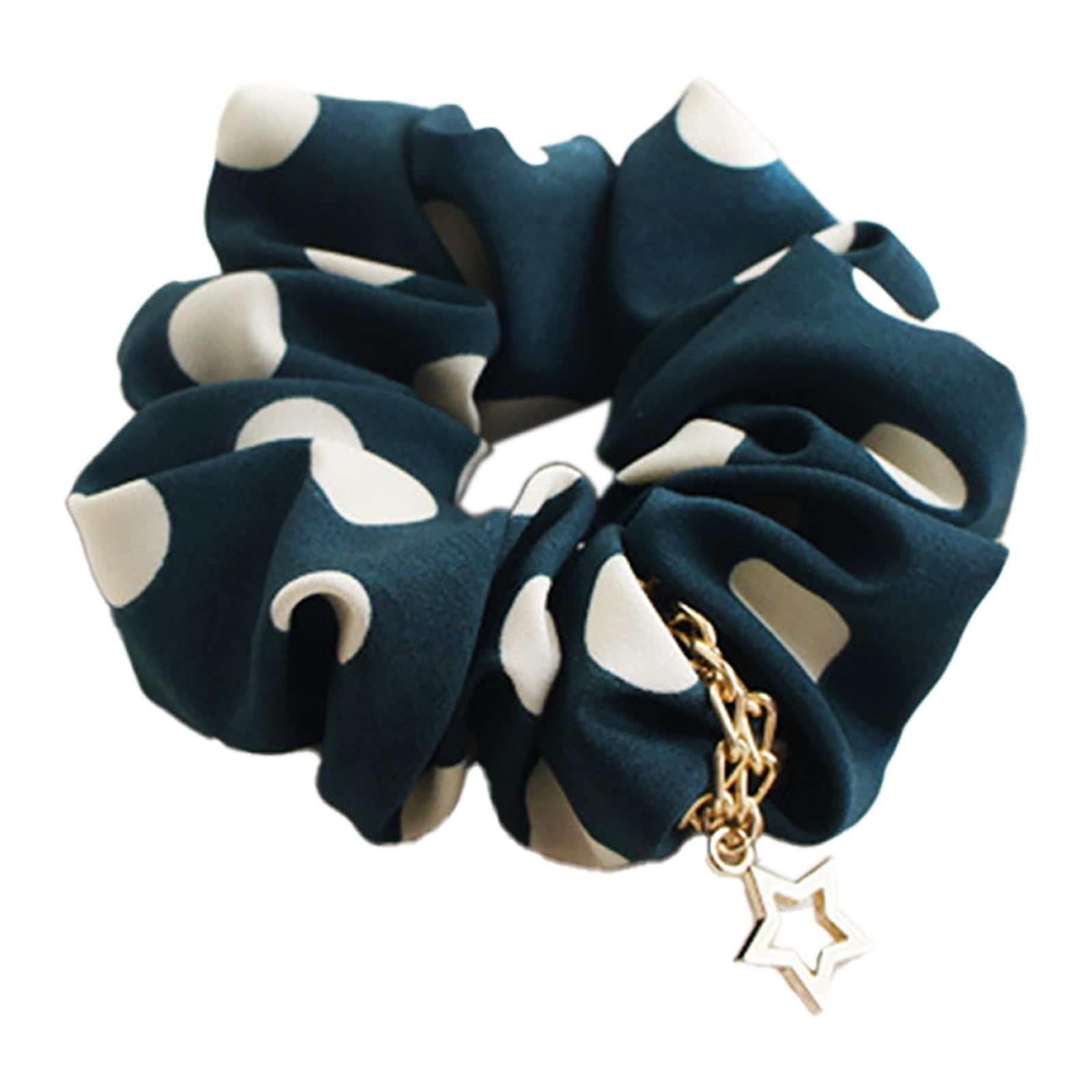 シュシュ 混紡 星 スター チャーム ヘアスクランチー NAKANOYA ヘアタイ ヘアゴム 大粒水玉 ドット [ナカノヤ] 大人かわいい フェミニン NKSC12 (03:GR:グリーン ...