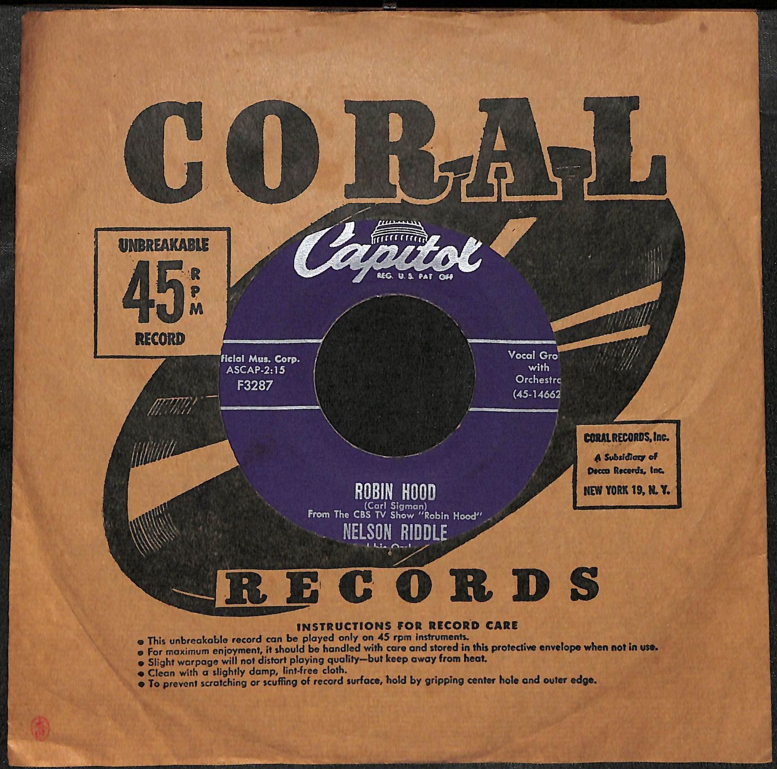 【米盤/7インチ】Nelson Riddle And His Orchestra Lisbon Antigua Robin Hood - メルカリ