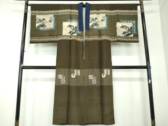 平和屋着物○男性 本場大島紬 長襦袢(袷)セット 100亀甲 総詰め 正絹 逸品