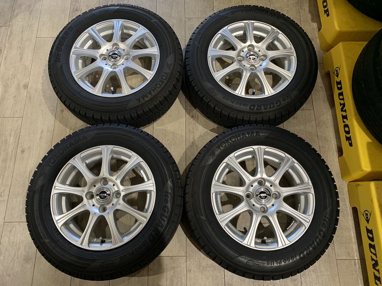 【2412031】スタッドレス Weds AXEL Three 14インチ 5.5J +50 PCD100 4H + YOKOHAMA iCE GUARD iG50 PLUS 175 ...