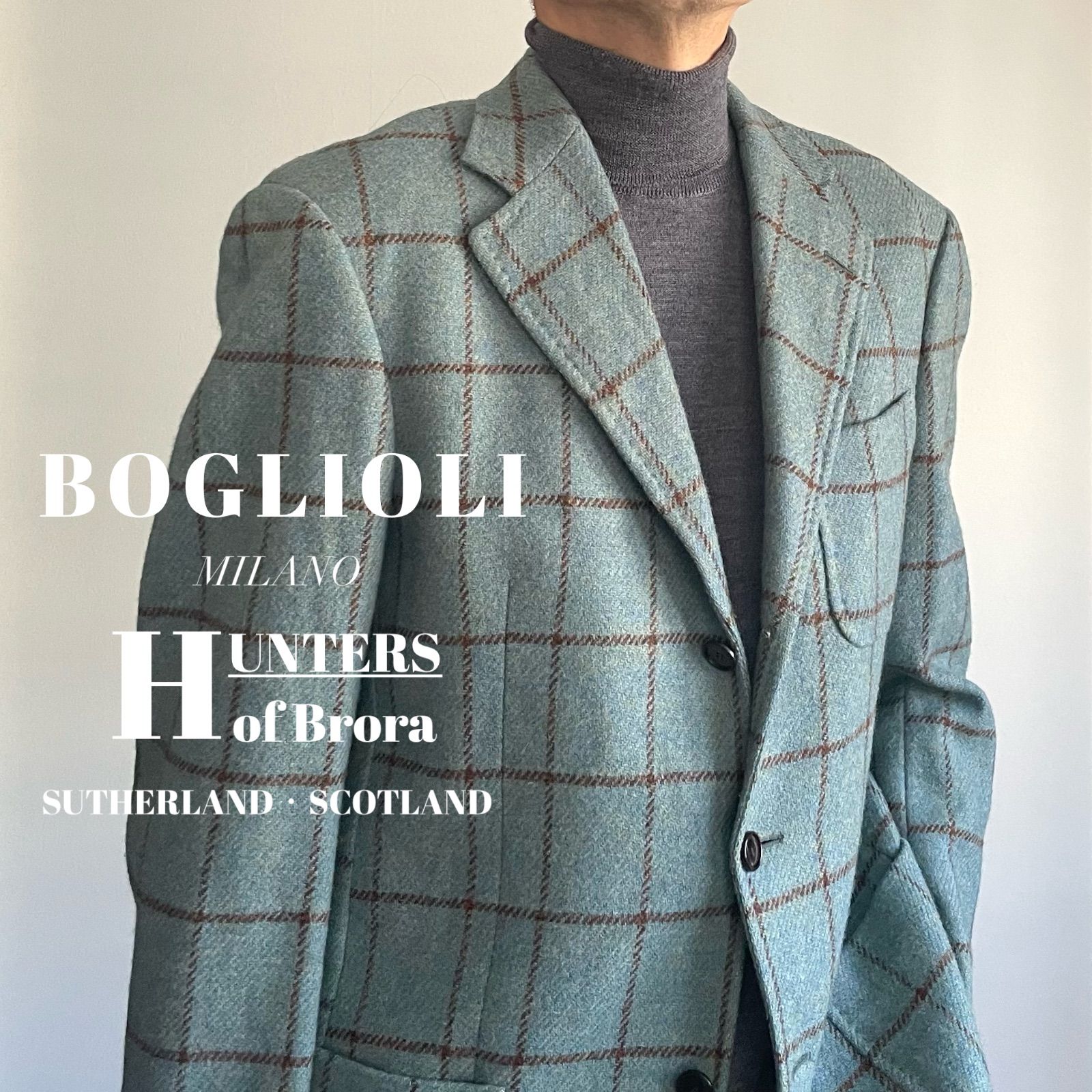【ヴィンテージ】 BOGLIOLI / HUNTERS of Brora ウィンドウペーン ツイード ジャケット - メルカリ