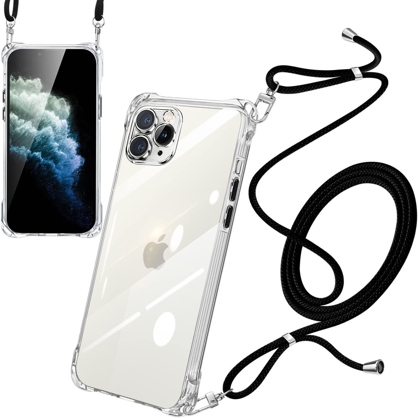 【特価セール】iPhone11 Pro Max ケース ショルダー クリア 耐衝撃 ストラップ付き スマホケース アイフォン11 pro max カバー 透明 薄型 軽量 TPU シリコン ...