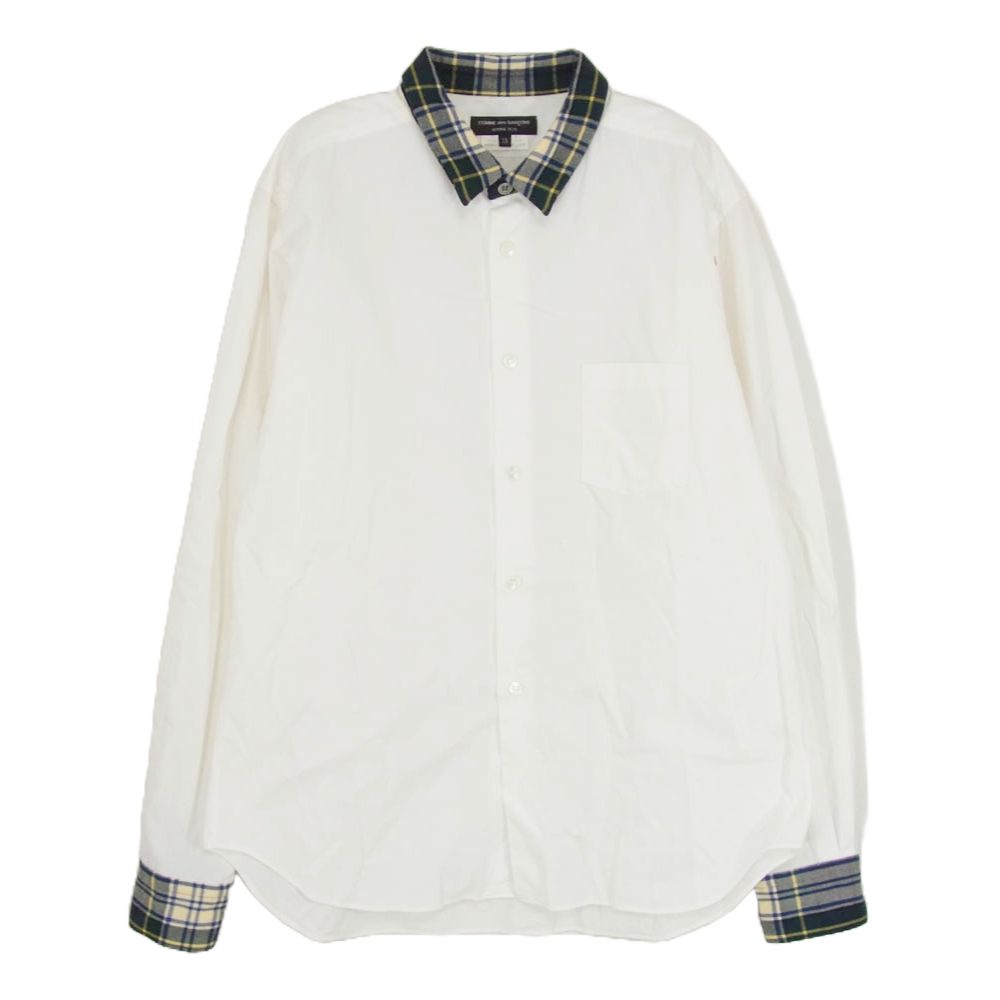 COMME des GARCONS HOMME コムデギャルソンオム 11AW PH-B007 デカダンス期 クレリック チェック切替 長袖 ...