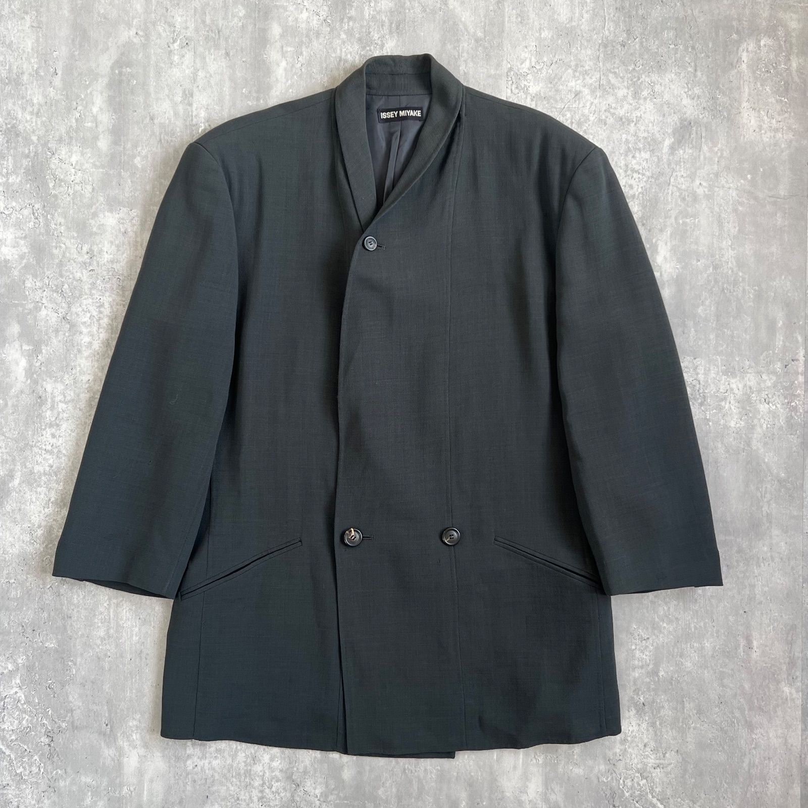 90s ISSEY MIYAKE MEN イッセイミヤケメン アーカイブ 変形ショールカラー ウールジャケット ME23-FD012 Mサイズ ...