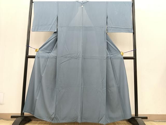 平和屋着物▽上質な色無地 単衣 流水地紋 湊鼠色 正絹