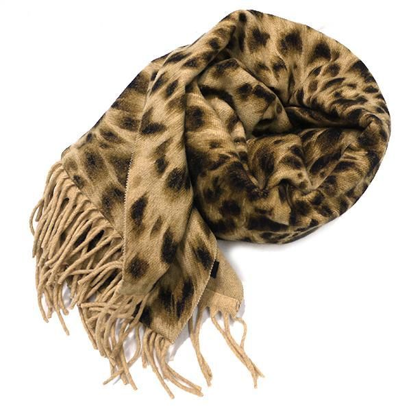 KRIZIA クリツィア ラムウール×カシミヤ ストール マフラー ヒョウ柄【321098】 - メルカリ