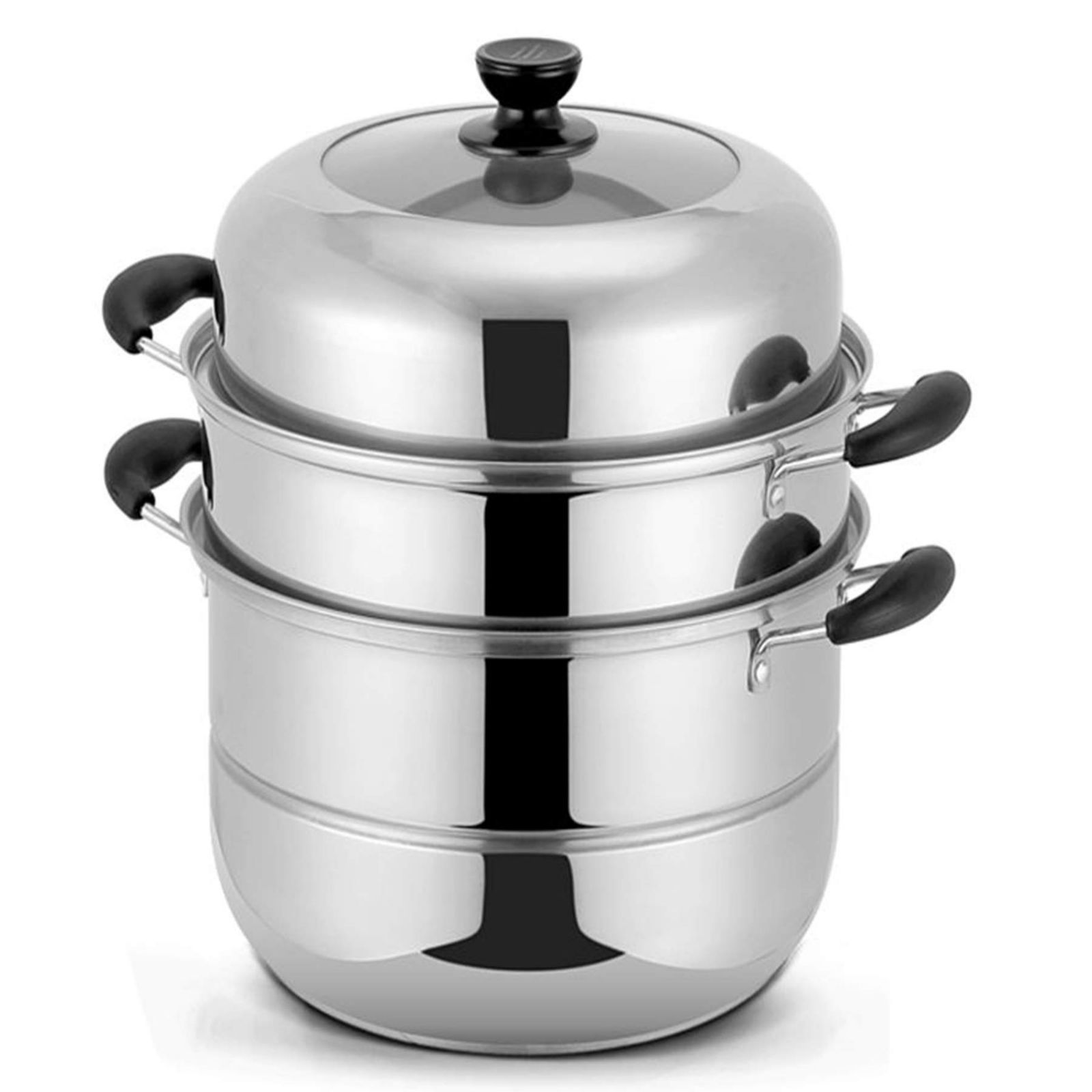 【特売】Mioke 蒸鍋 蒸しもの鍋 蒸し鍋 【3層底】満菜 三段 蒸し器 深型 ガラス鍋蓋付 NEW ステンレス 樹脂加工 IH対応 各種熱源対応 3種類サイズ - メルカリ