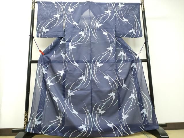 平和屋着物＊夏物 小紋 絽 芝花文 撫子 洗える着物 DAAW0487op