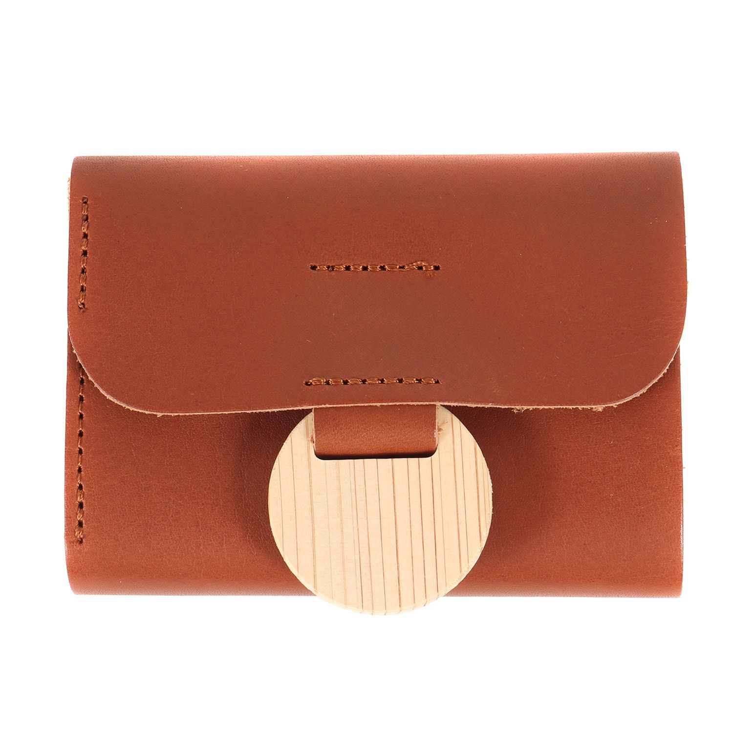 新品 TIDEWAY タイドウェイ ヒノキ付き レザー ミニウォレット / 財布(WOOD MINI WALLET) ブラウン 茶 ブランド ...