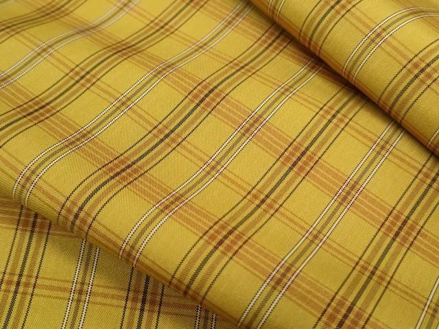 平和屋着物●本場黄八丈　平織　紬　格子　正絹　逸品　AABA4825ck 平和屋着物○本場黄八丈 平織 紬 格子 正絹 逸品 AABA4825ck