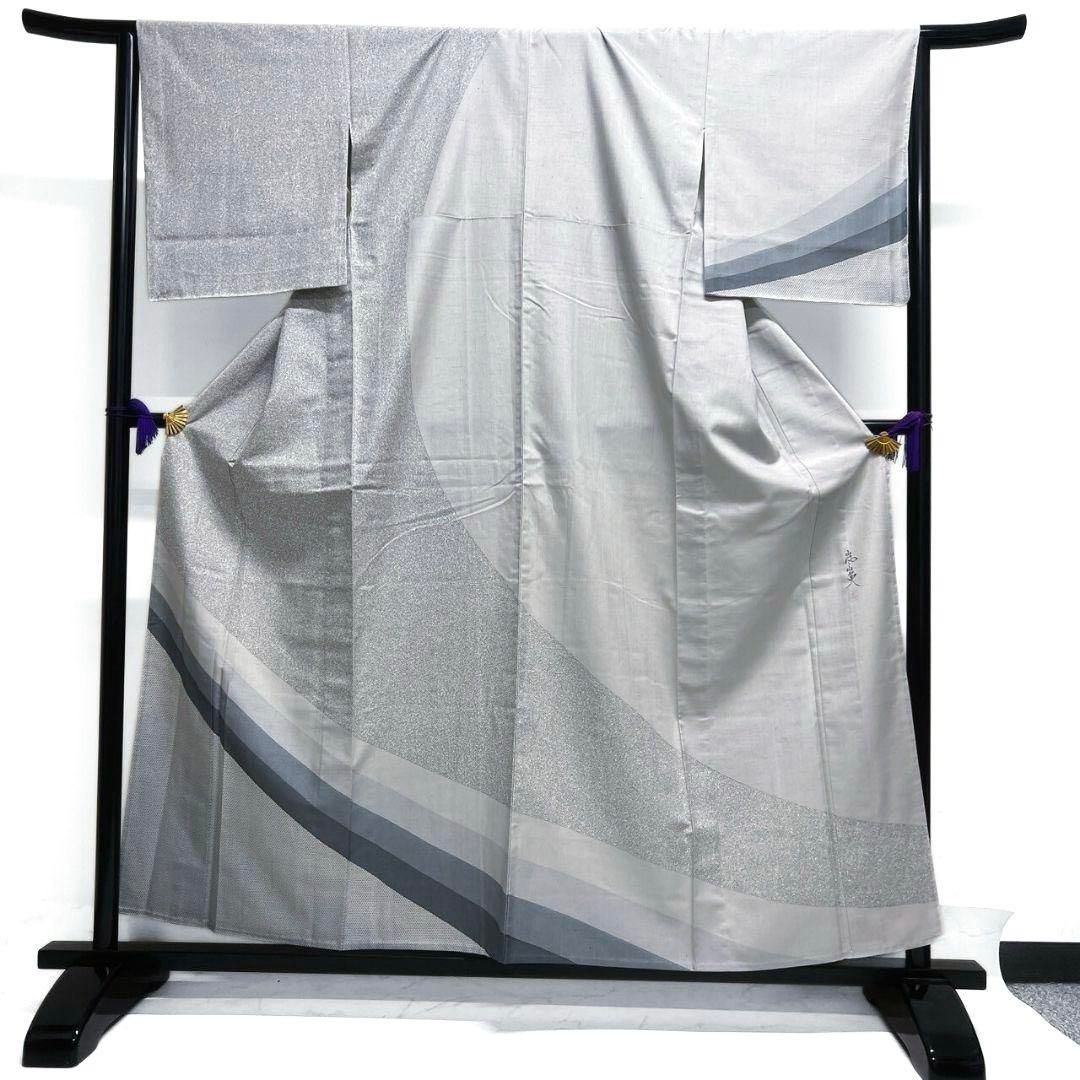 平和屋着物▽訪問着 単衣 変わり格子 金彩 正絹 逸品 DAAP7456du 平和