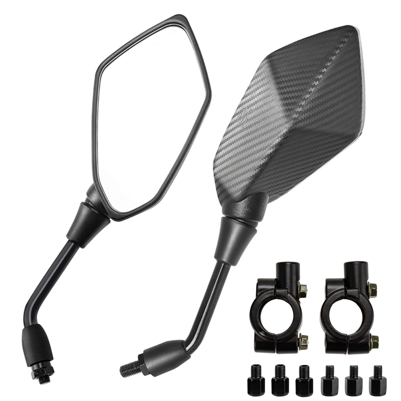 【人気商品】SEMIMO 汎用バイクミラー ハンドルバーミラー 大視野 10MM正ネジ 左右セット カーボン調 - メルカリ