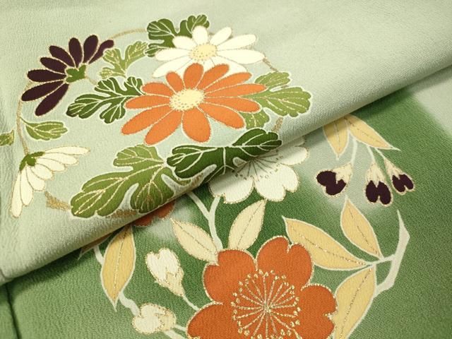 平和屋着物○極上 銀座 志ま亀 訪問着 草花丸文 暈し染め 金彩 正絹