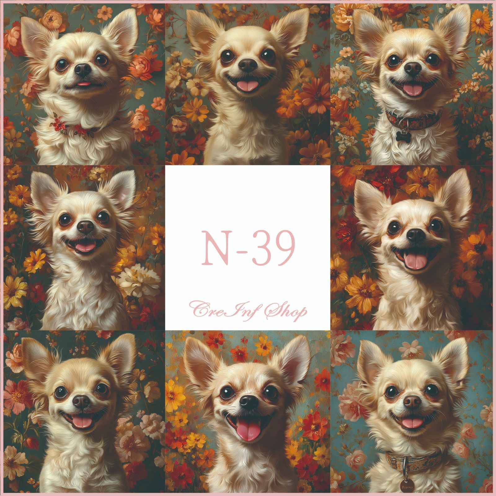 犬柄 チワワ 8枚セット 18cm×18cm パネル生地 綿100% CreInf Shop-N39 - メルカリ