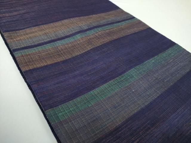 平和屋着物○西陣 老舗 渡文謹製 手織 すくひ 両面 太鼓柄袋帯 草葉文