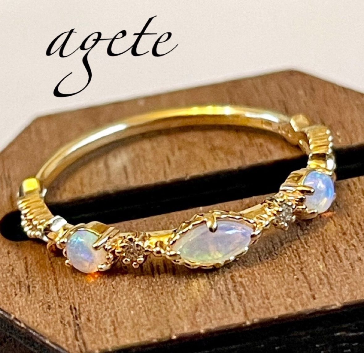 agete K10YG*11号*オパールリング*イエローゴールド*アガット - メルカリ