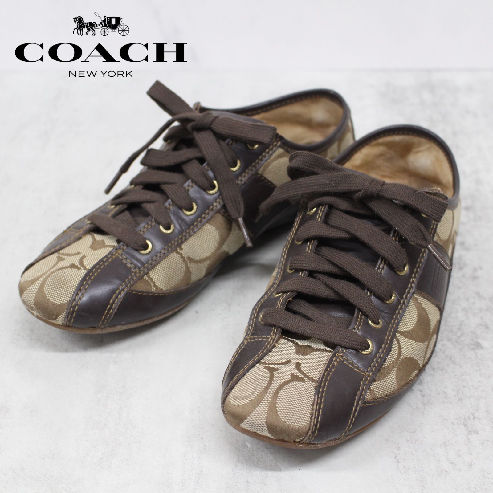 S011)COACH/コーチ シグネチャー スニーカー ローカット A1258 サイズ6B レディース ブラウン系 - 【ショップ情報確認】R-Off - メルカリ