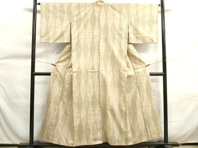 平和屋着物▽上質な紬 単衣 立涌文 正絹 逸品 AAAV2801fy