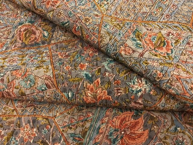 平和屋着物○上質な小紋 切嵌更紗花文 正絹 逸品 BAAU7051gt