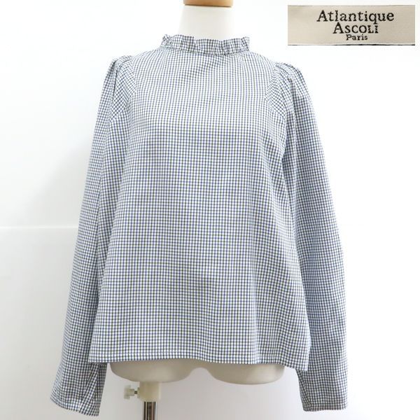 Atlantique ASCOLI チェックブラウス 6521-343-0920 フリル 長袖 Atlantique ASCOLI チェックブラウス 6521-343-0920 フリル 長袖