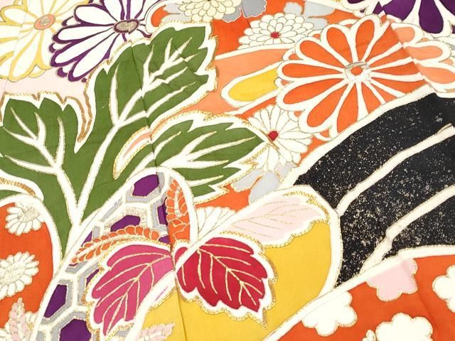 平和屋本店□極上 アンティーク 大正ロマン 振袖 駒刺繍 立波舞花文