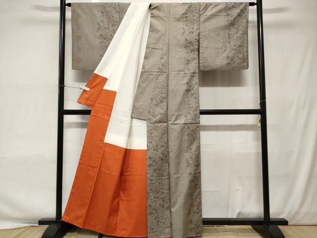 平和屋着物○本場大島紬 7マルキ 雲重ね遠山草花文 正絹 逸品 CAAW7203yc